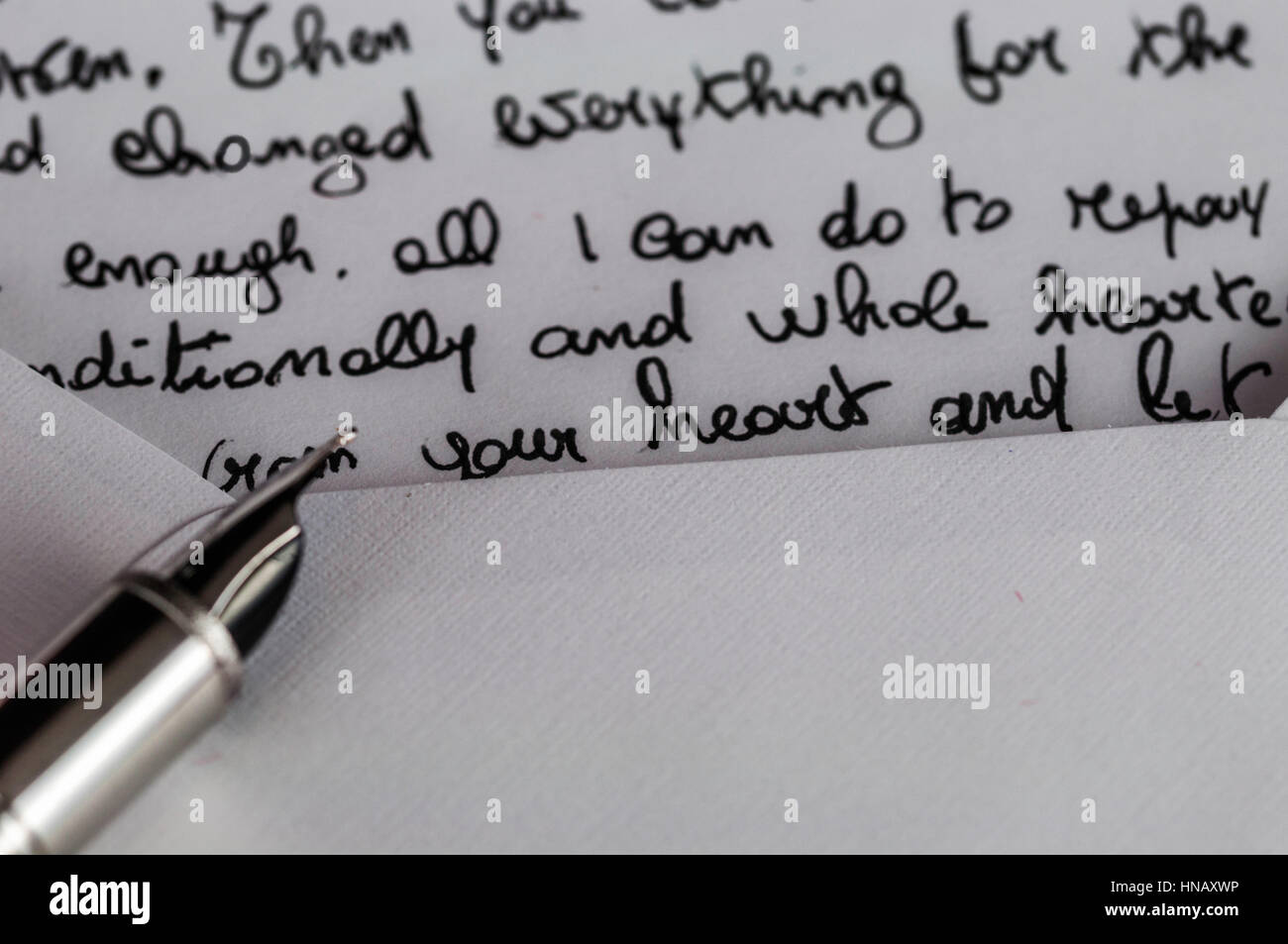 love letter, handwriting with fountain pen close up Stock Photo - Alamy
