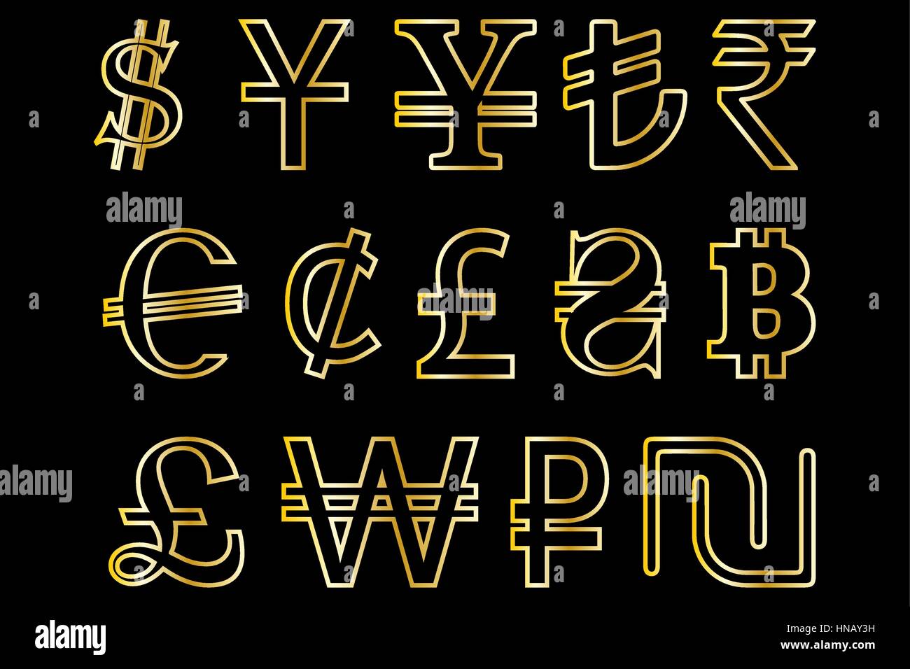 Set symbols of the leading world currencies vector illustration ...