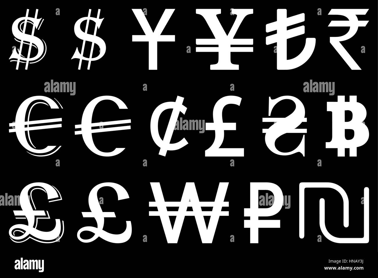 Set symbols of the leading world currencies vector illustration ...