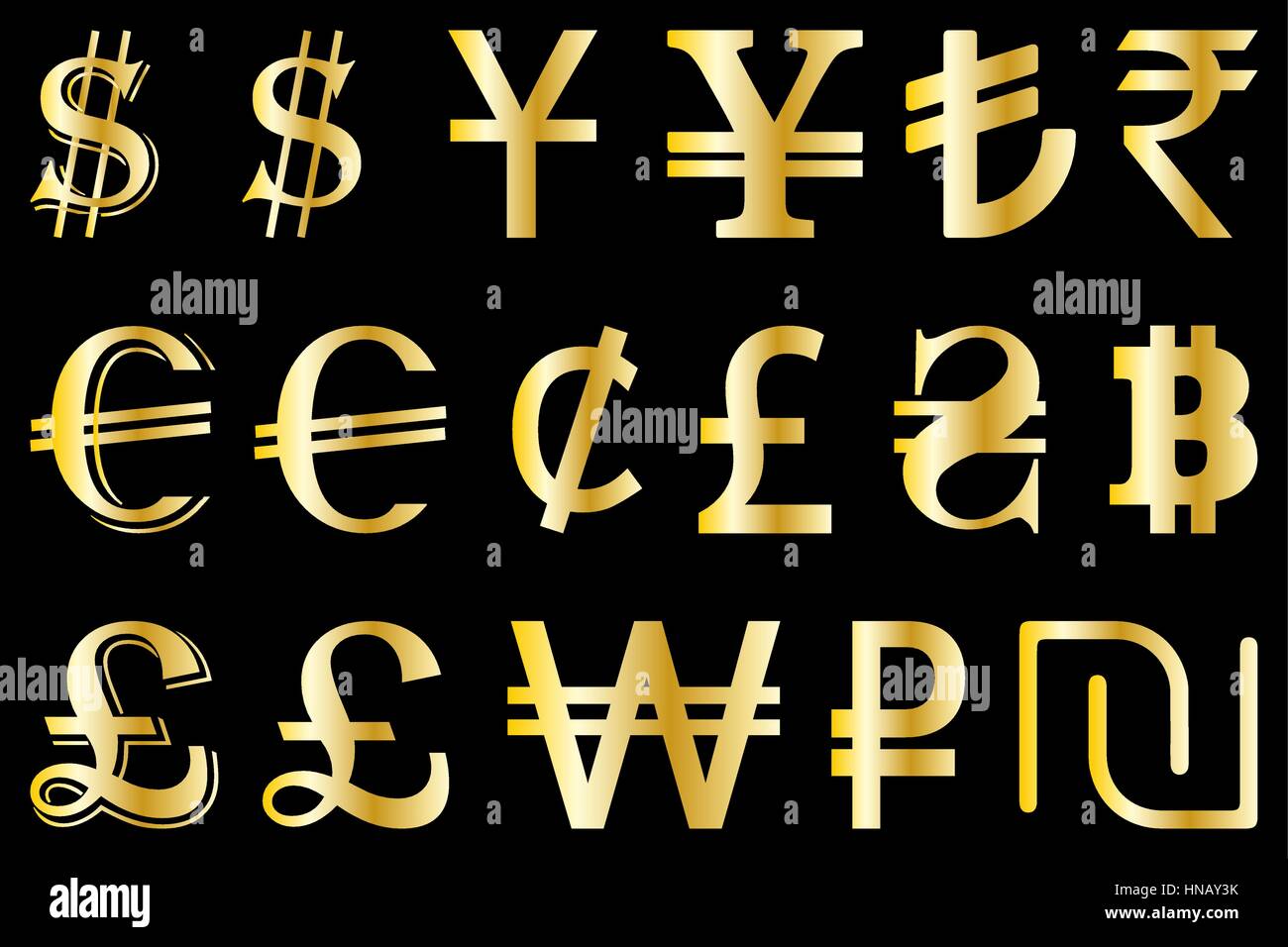 Set symbols of the leading world currencies vector illustration ...