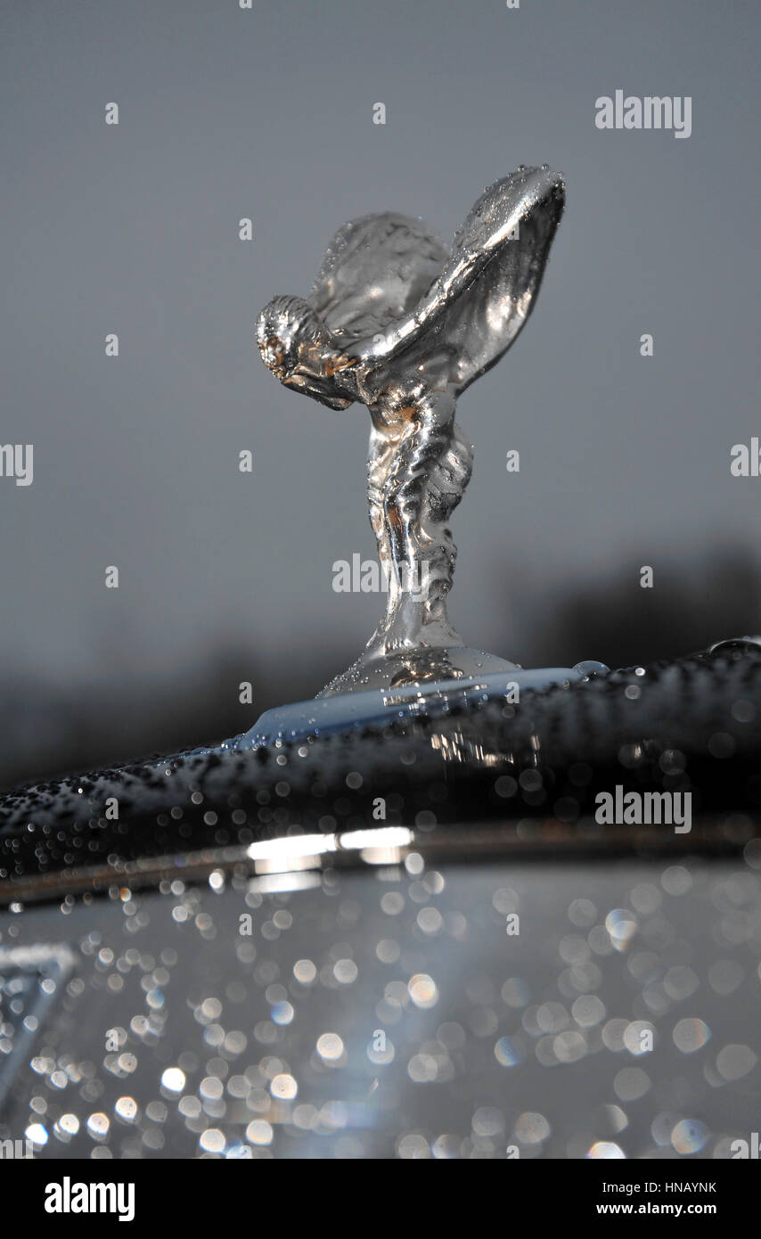 Spirit of Ecstasy figure on a 2010 Rolls Royce Silver Ghost super ...