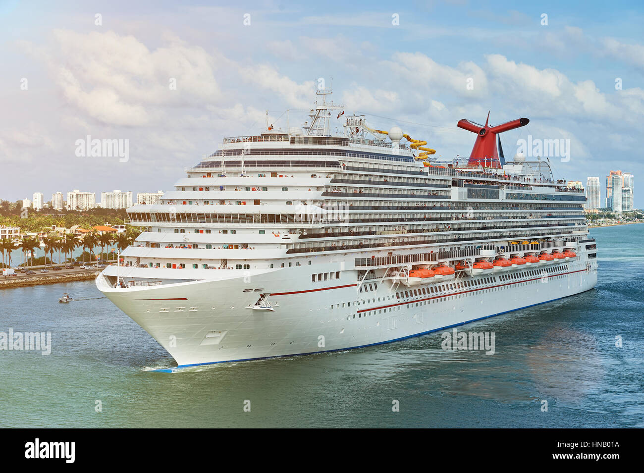 big cruise ship in miami city sunny day Stock Photo - Alamy
