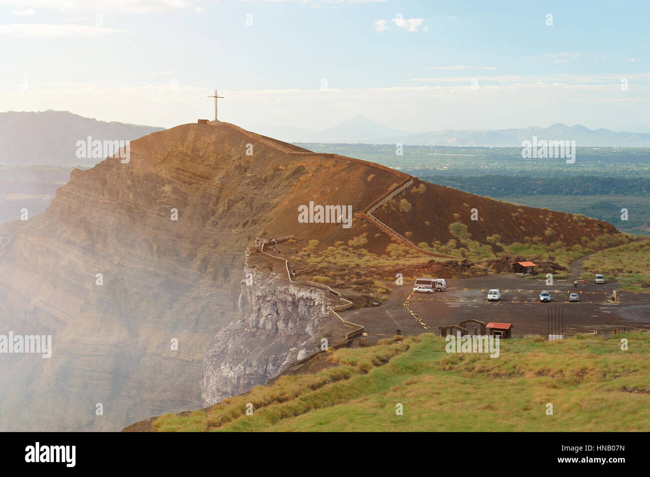 landscape in masaya volcano with smoke nicaragua Stock Photo - Alamy