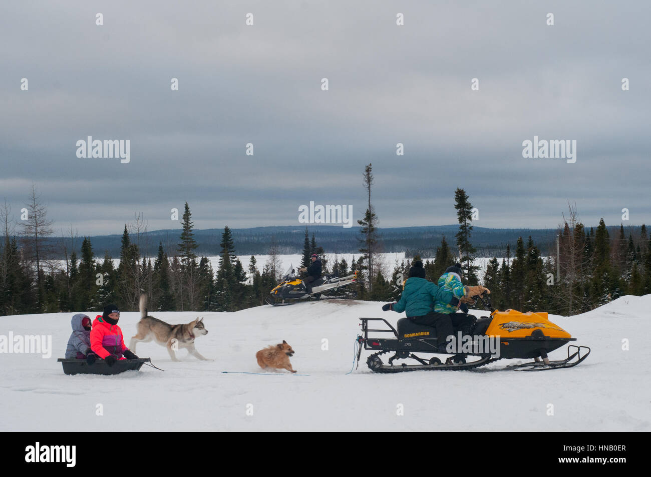 Native children having fun outdoor, Northern Quebec Stock Photo - Alamy