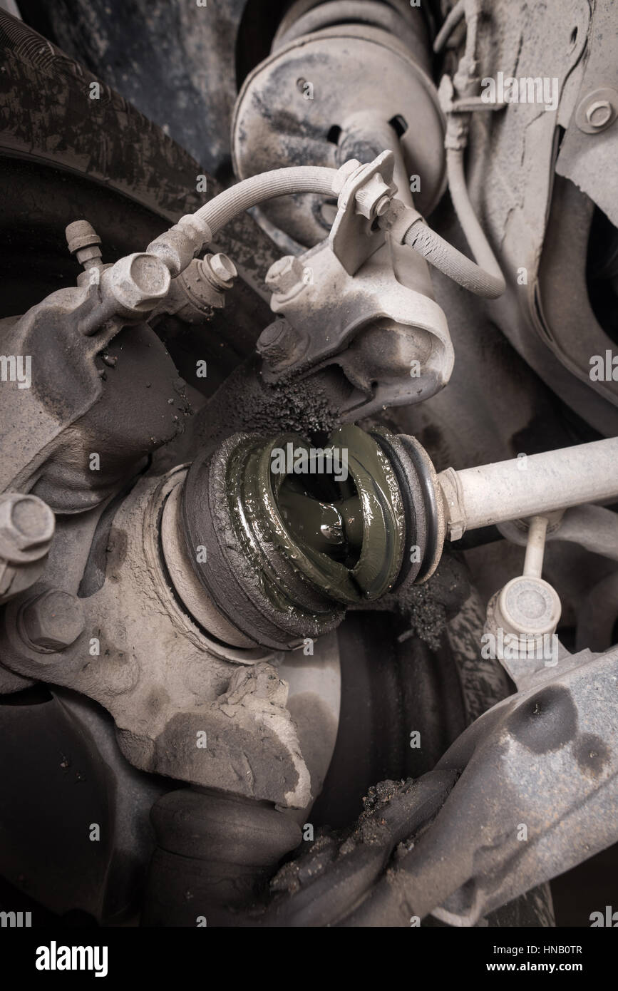 damage of rubber cover in front suspension Stock Photo - Alamy