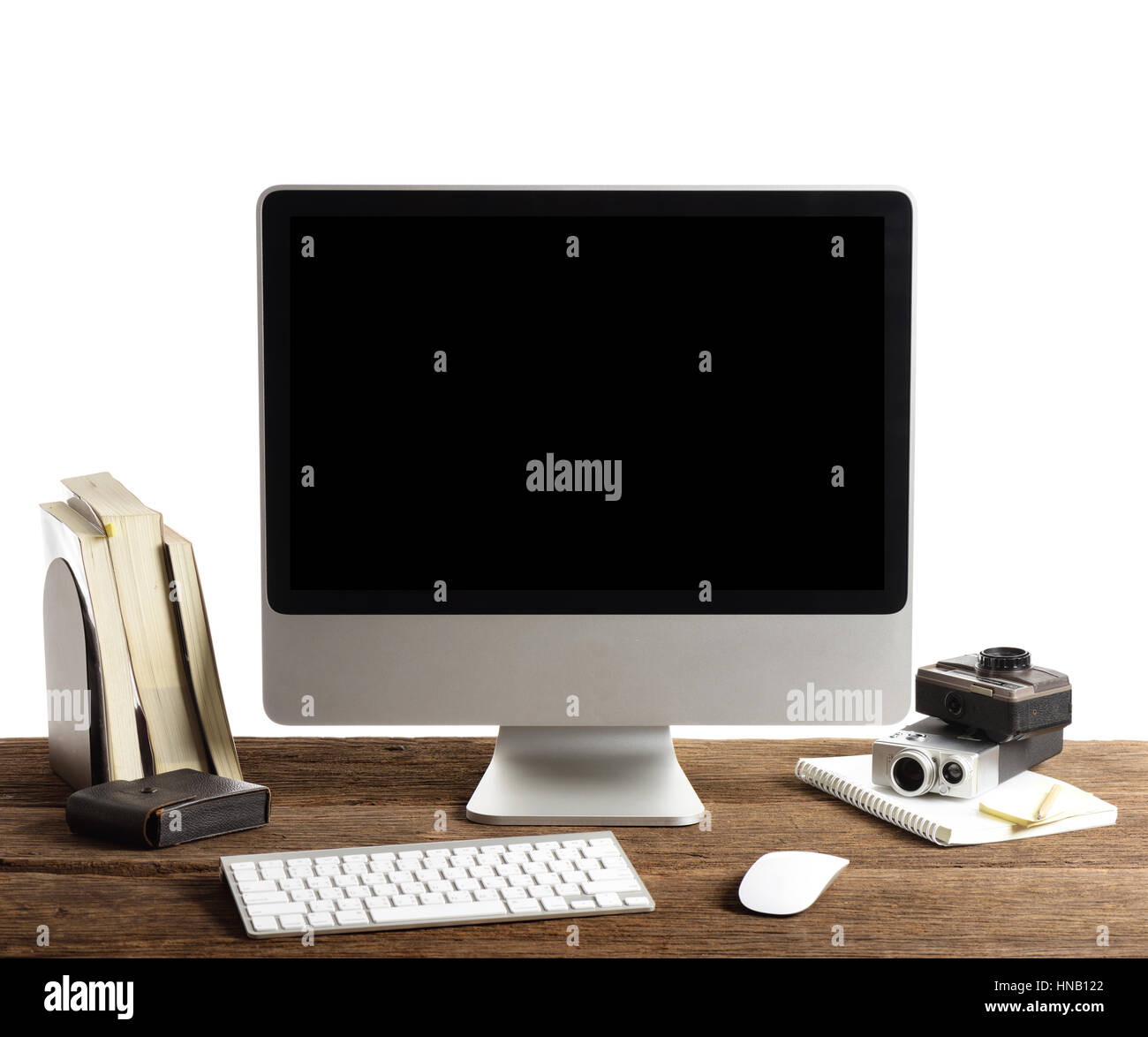 personal computer on desktop with blank screen Stock Photo - Alamy
