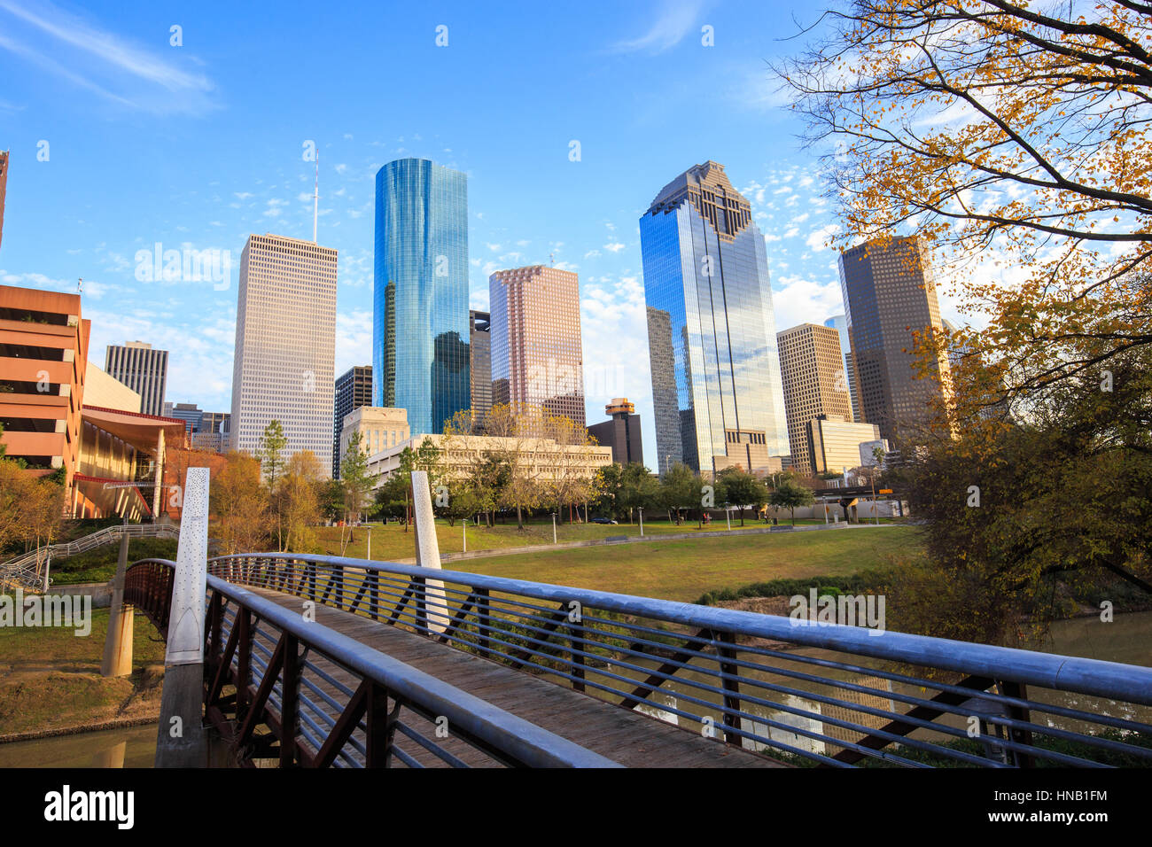 Houston Texas Skyline with modern skyscrapers and blue sky view from ...