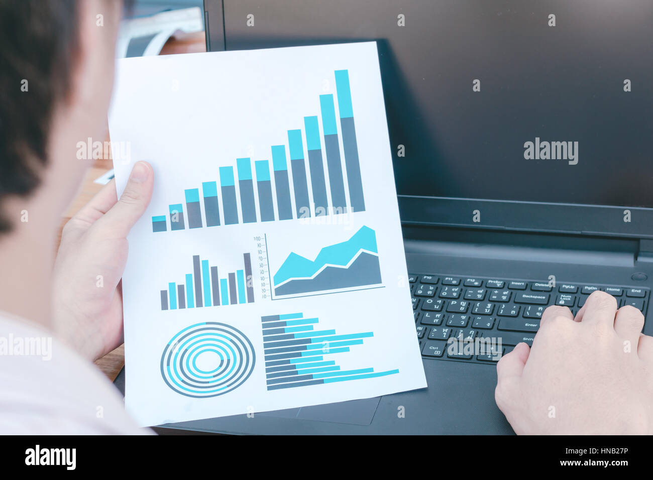 business statistics success concept : businessman analytics financial ...
