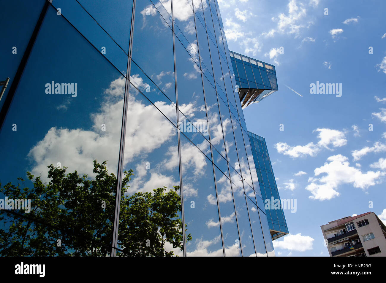 Barcelona, Spain, Europe - glass office building in business district ...