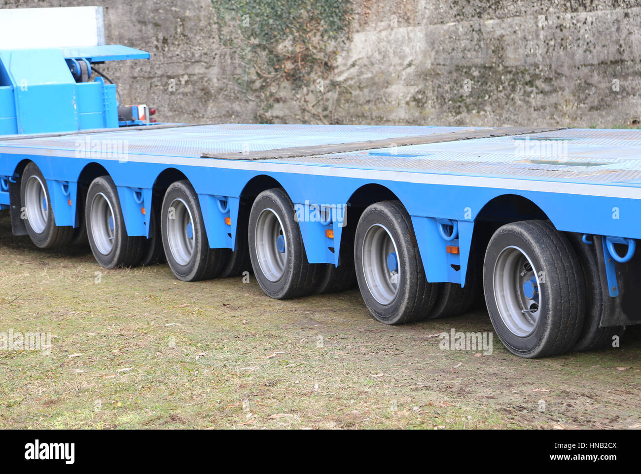 long lorries for exceptional transport with twenty-four wheels Stock ...