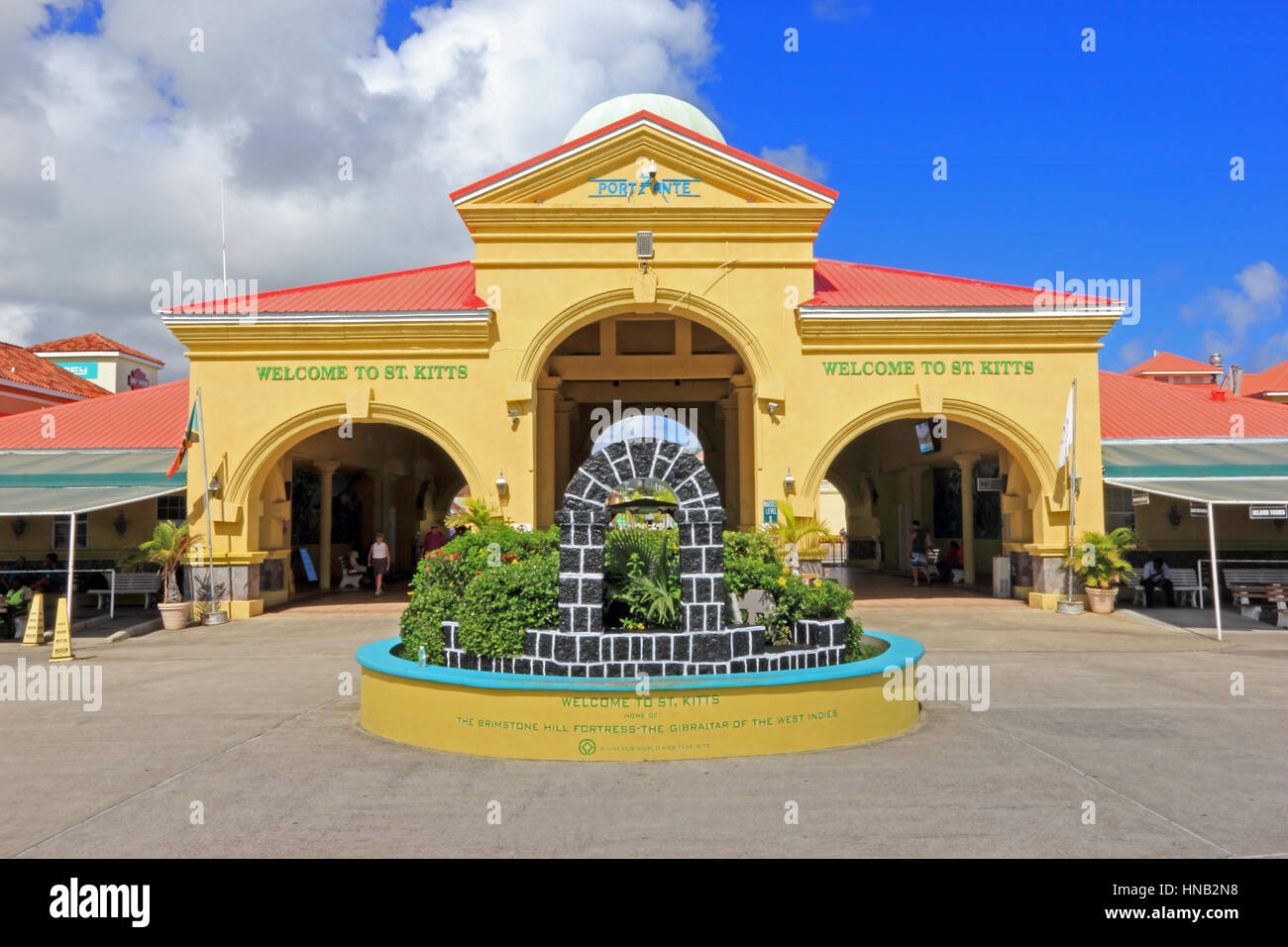 Entrance to Port Zante Cruise Ship Terminal, Basseterre, St Kitts Stock ...
