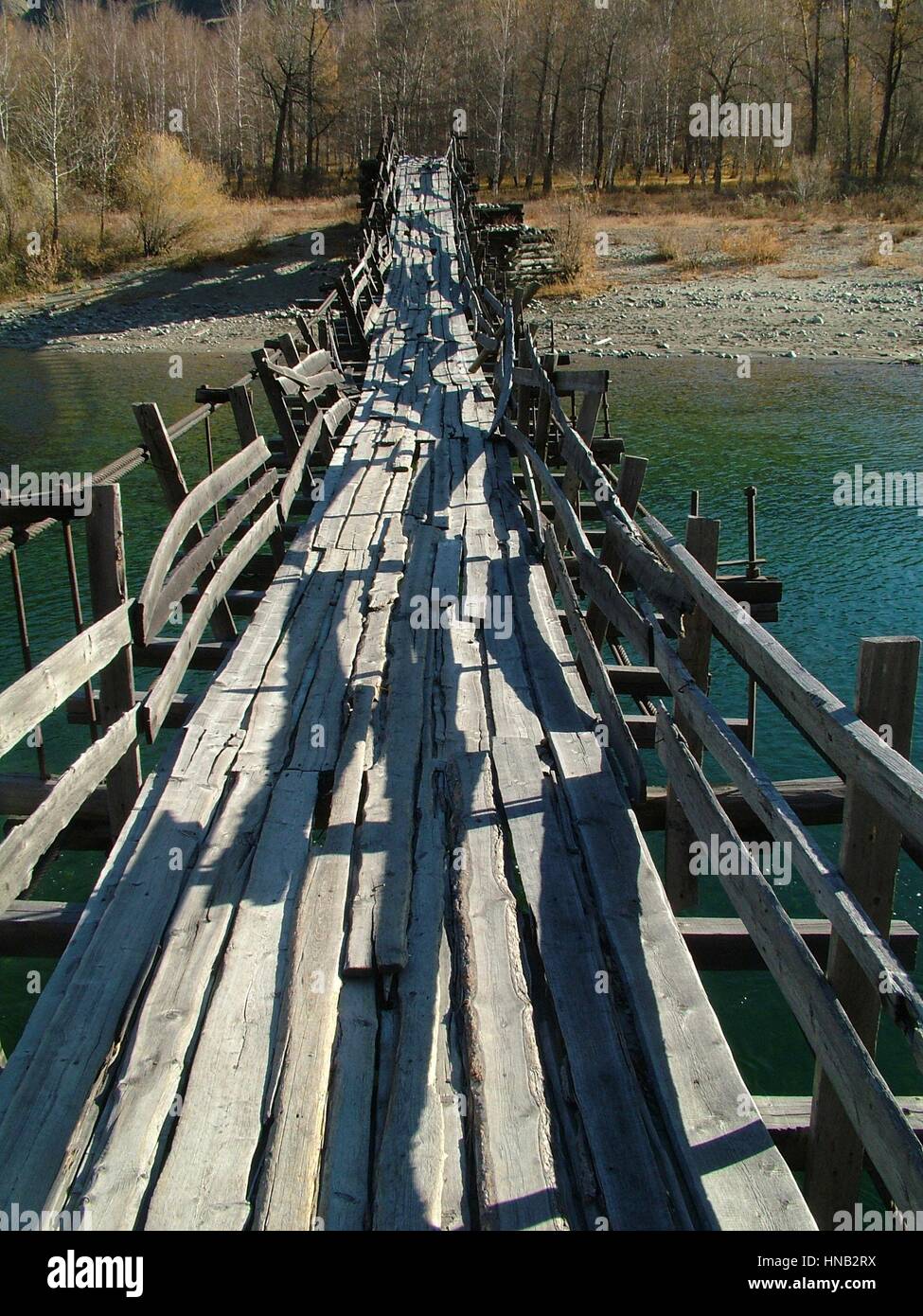 Old log bridge over mountain hi-res stock photography and images - Alamy