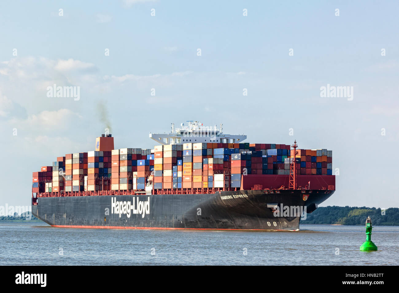 Stade, Germany - August 2, 2016: Post-Panamax-Class container ship ...