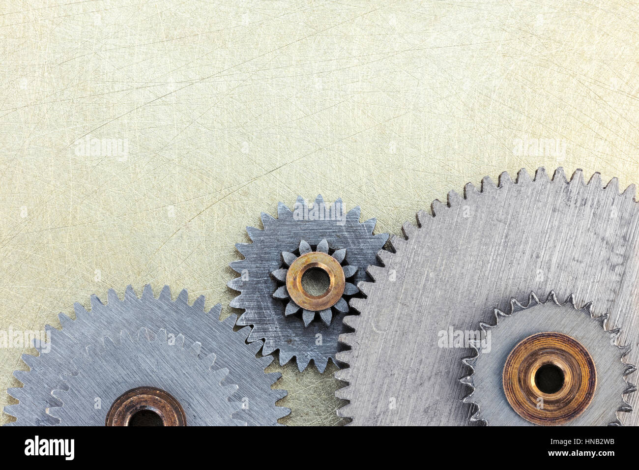 metal gears wheels. machinery details. top view Stock Photo - Alamy