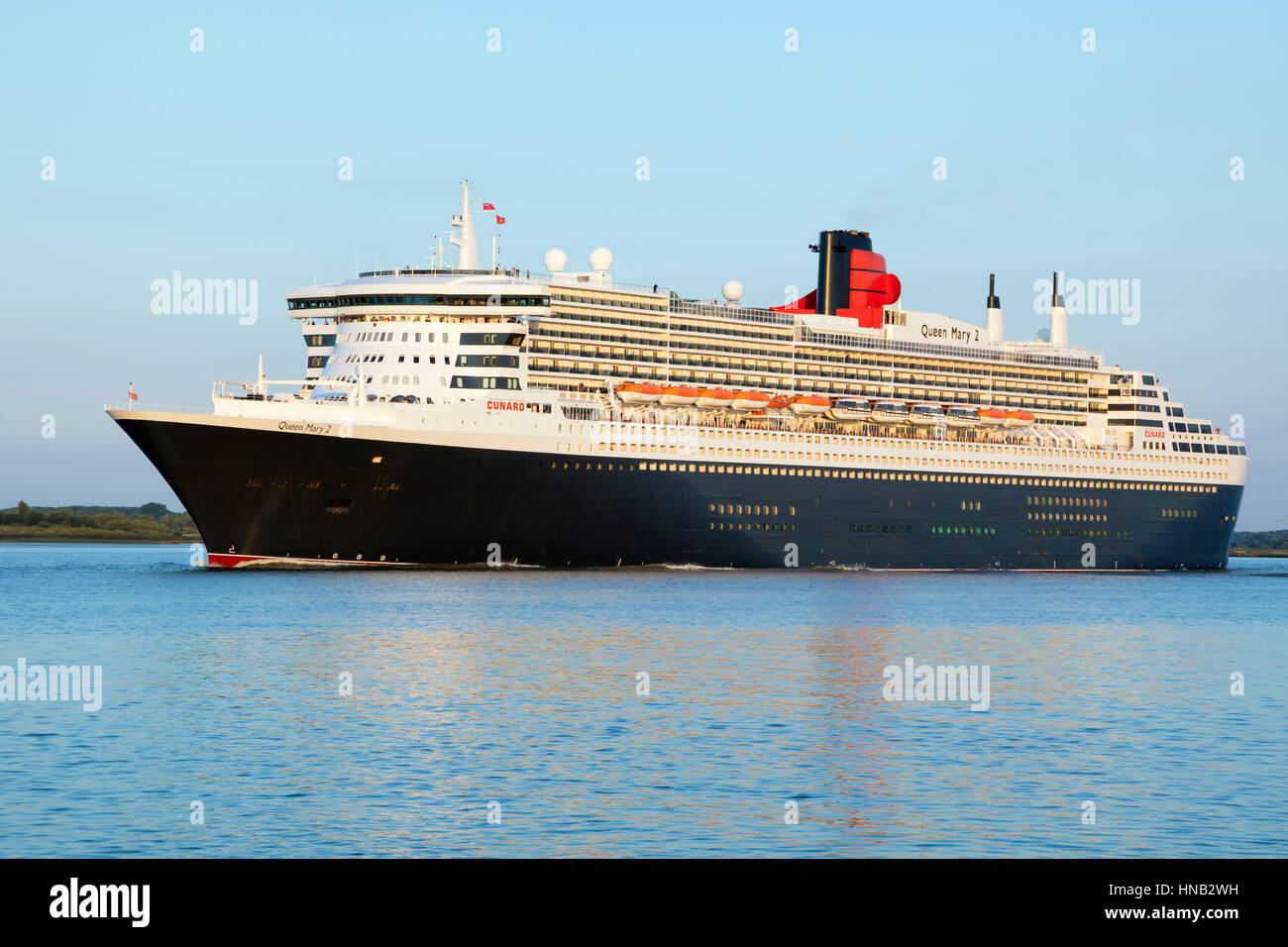 Stade, Germany - August 30, 2016: Luxury cruise liner RMS Queen Mary 2 ...