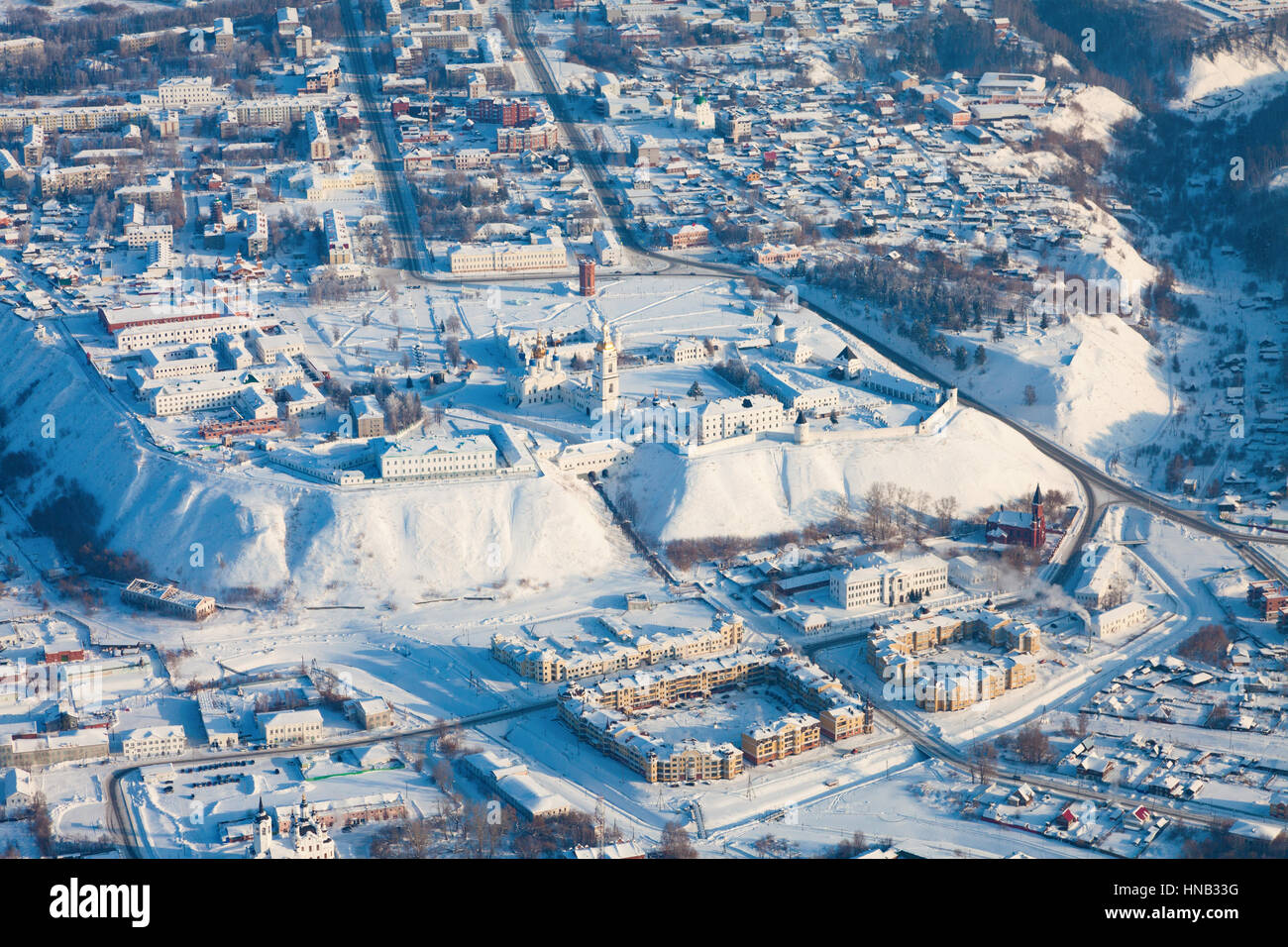 Tobolsk, Tyumen region, Russia in winter, top view Stock Photo - Alamy