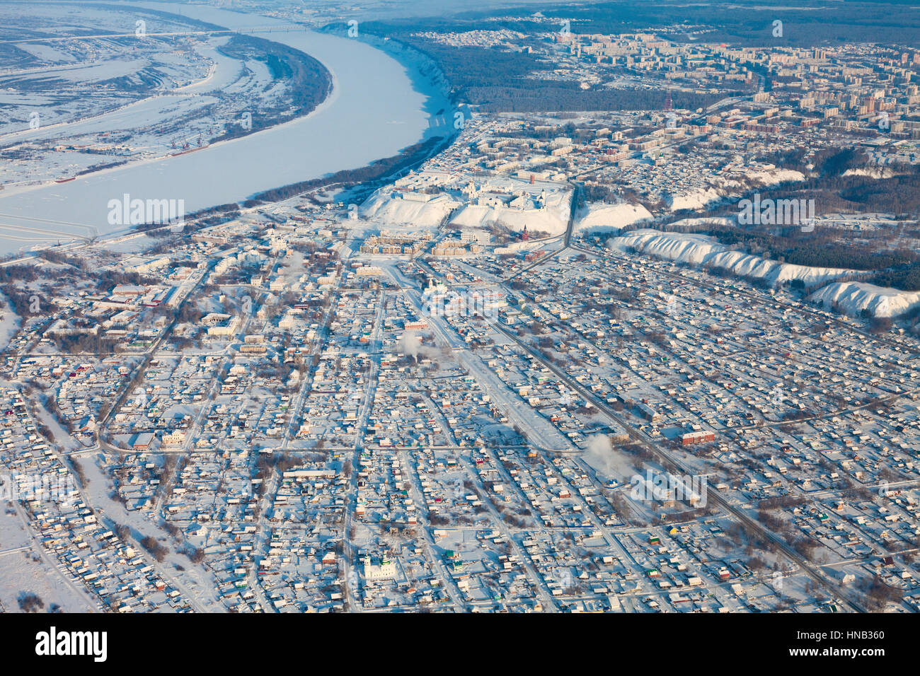 Tobolsk, Tyumen region, Russia in winter, top view Stock Photo - Alamy