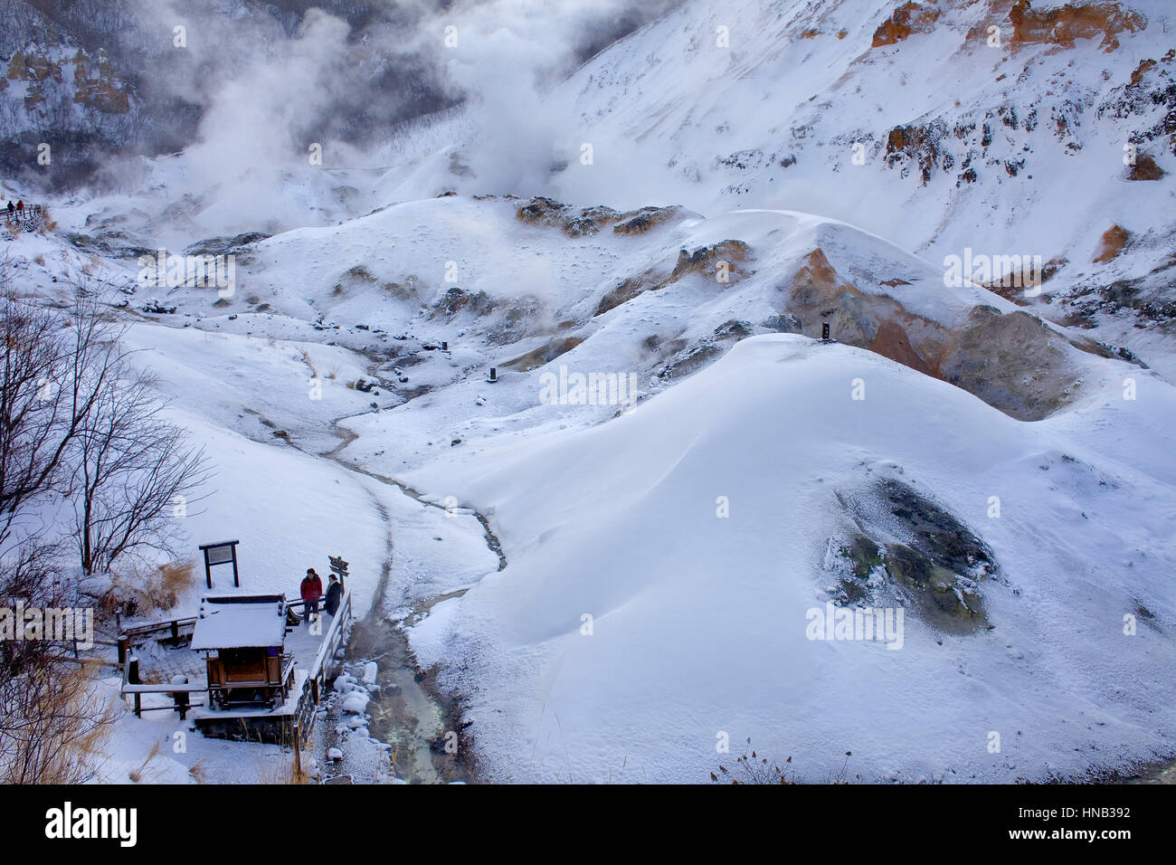 Jigokudani,Hell Valley,displaying volcanic activities,Noboribetsu Onsen,Noboribetsu,Shikotsu ...