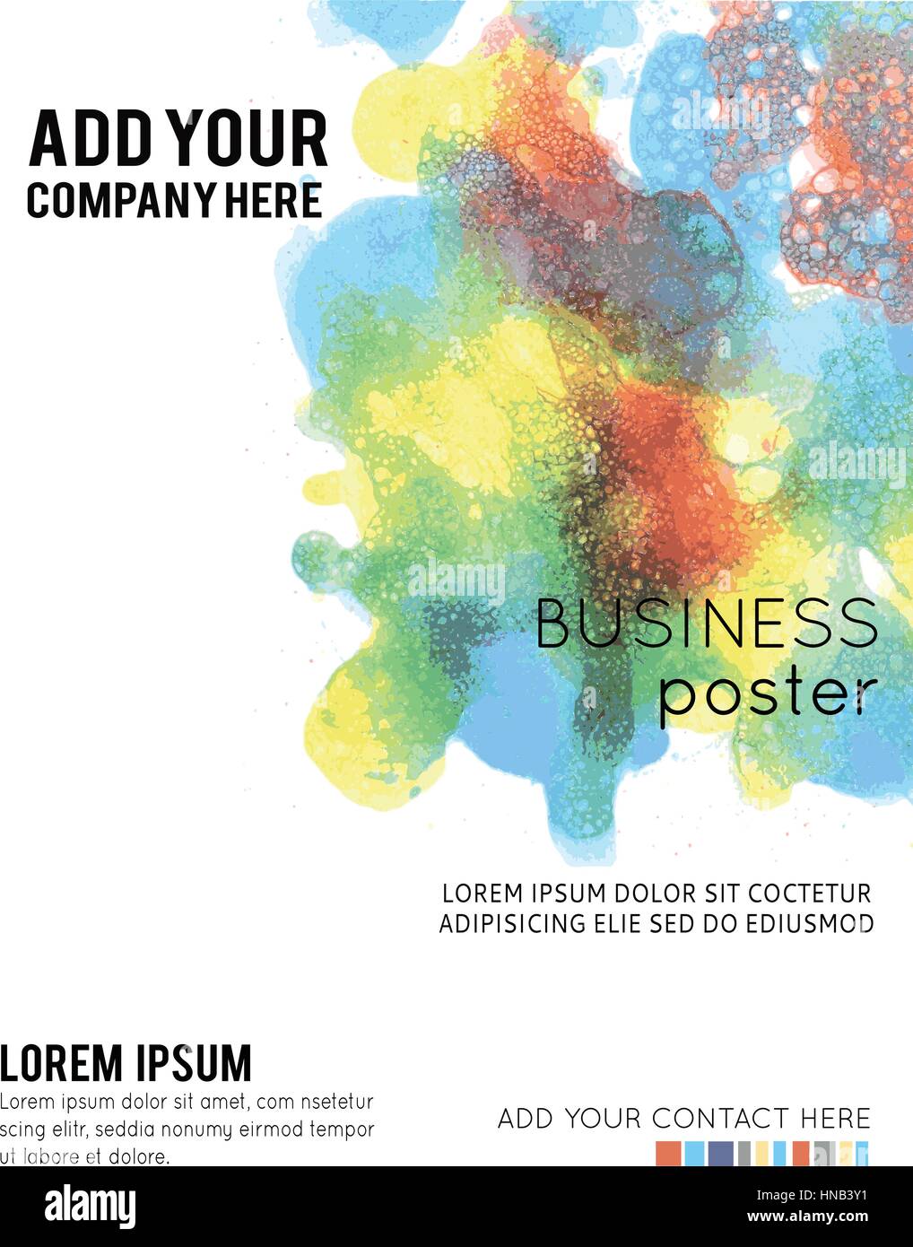 Vector Poster Template with Watercolor Paint Splash. Abstract Aquarelle ...