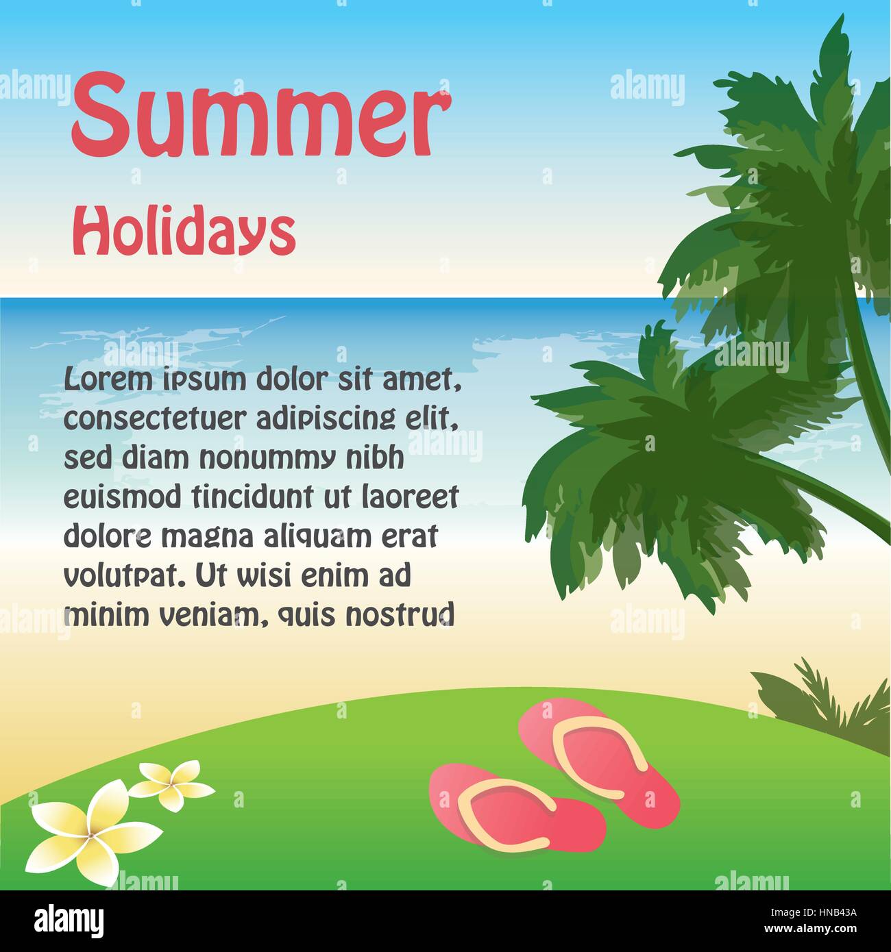 summer holiday web and print template - tropical island Stock Vector ...