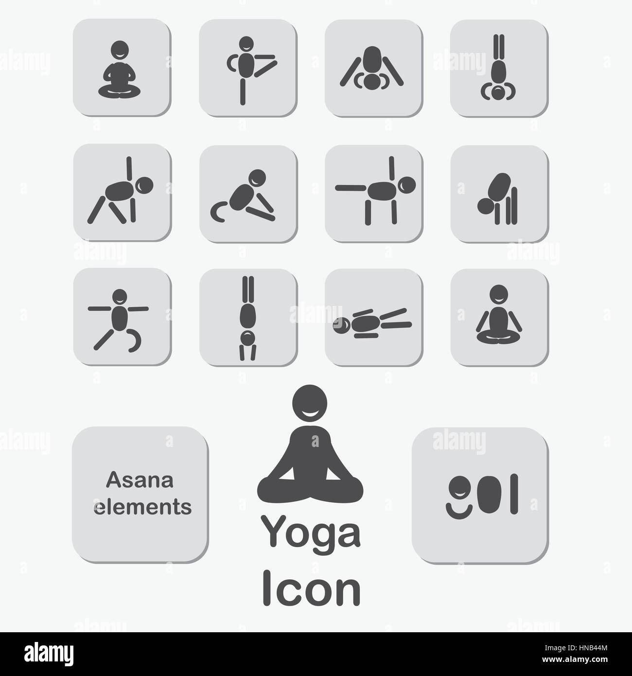 Set of icons. Poses yoga asanas.Yoga elements. Vector Stock Vector ...