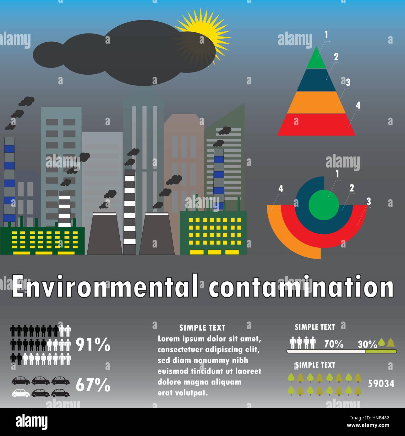 infographics environmental contamination. Ecology problem concept ...