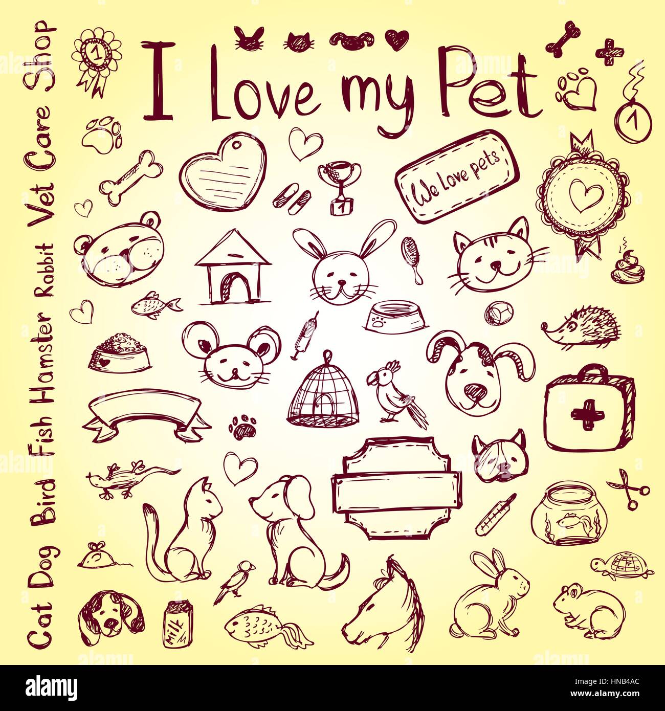 Set pet, hand drawing, vector Stock Vector Image & Art - Alamy