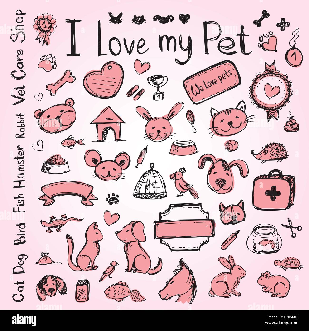 Set pet, hand drawing, vector Stock Vector Image & Art - Alamy