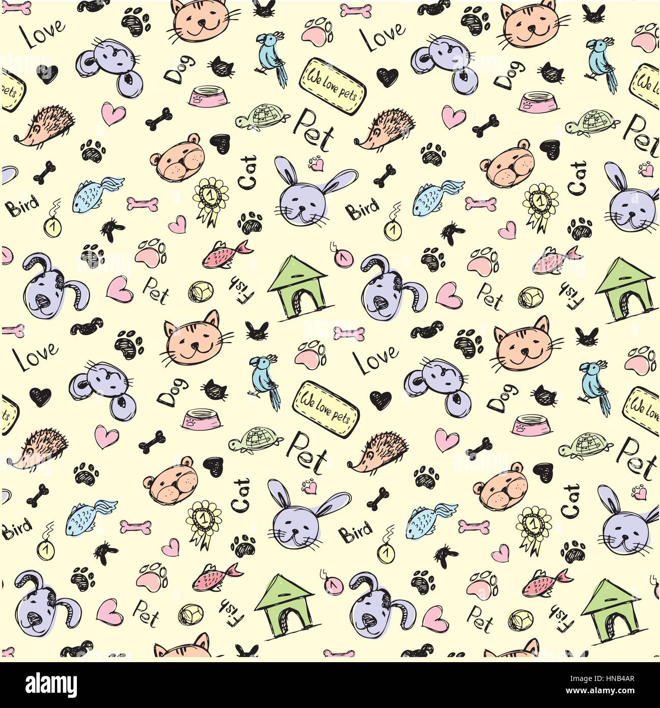 Seamless pet pattern hi-res stock photography and images - Alamy