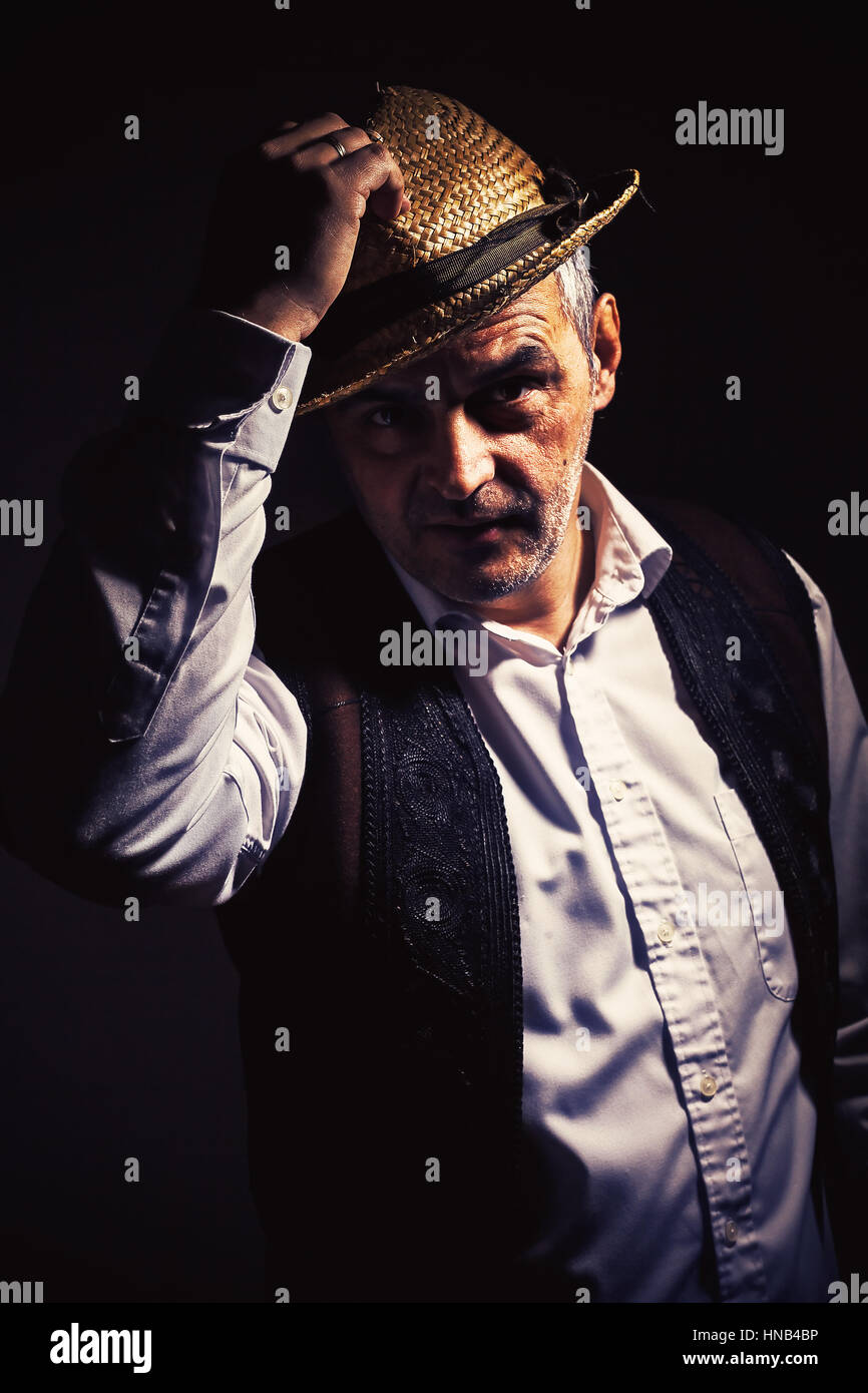 Traditional clothe style from Vojvodina, Serbia, portrait of a man ...