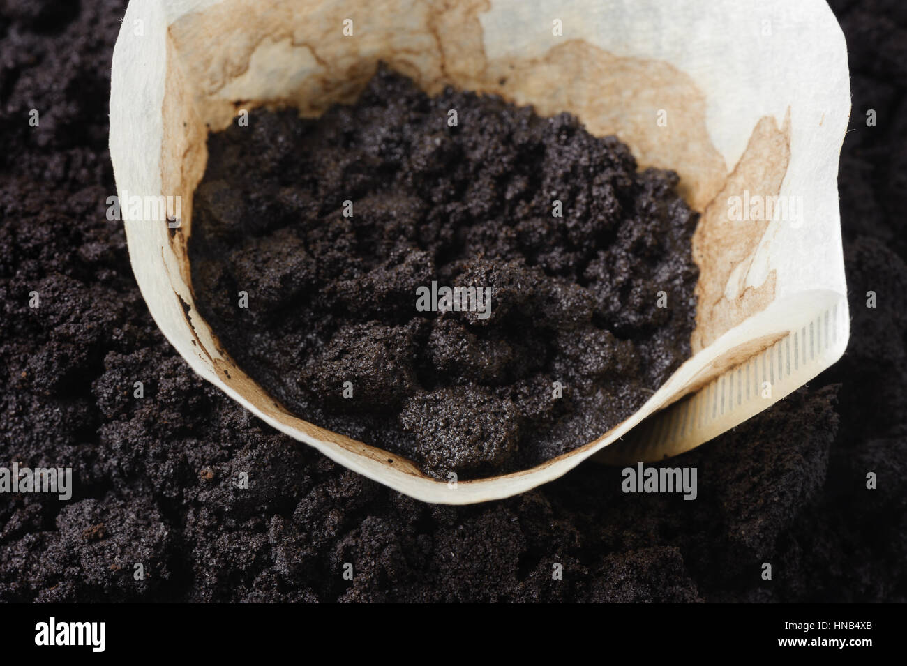 used white coffee filters with coffee ground Stock Photo - Alamy