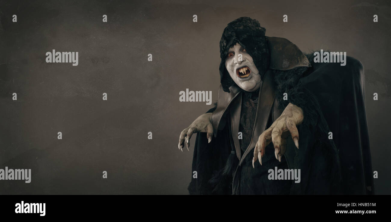 Ancient horror mutant vampire with large scary nails. Medieval gothic ...