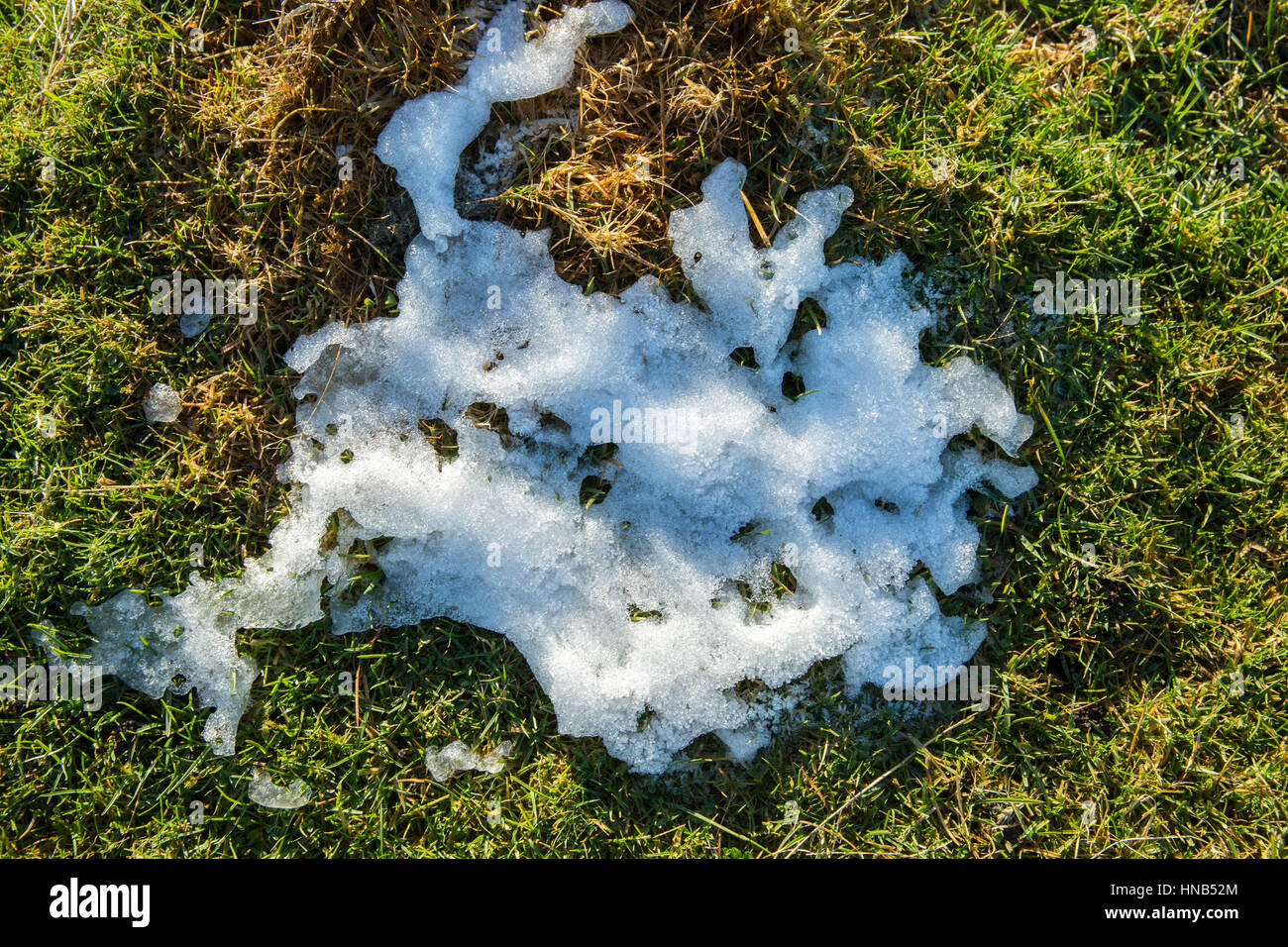 small snow patch in field Stock Photo - Alamy