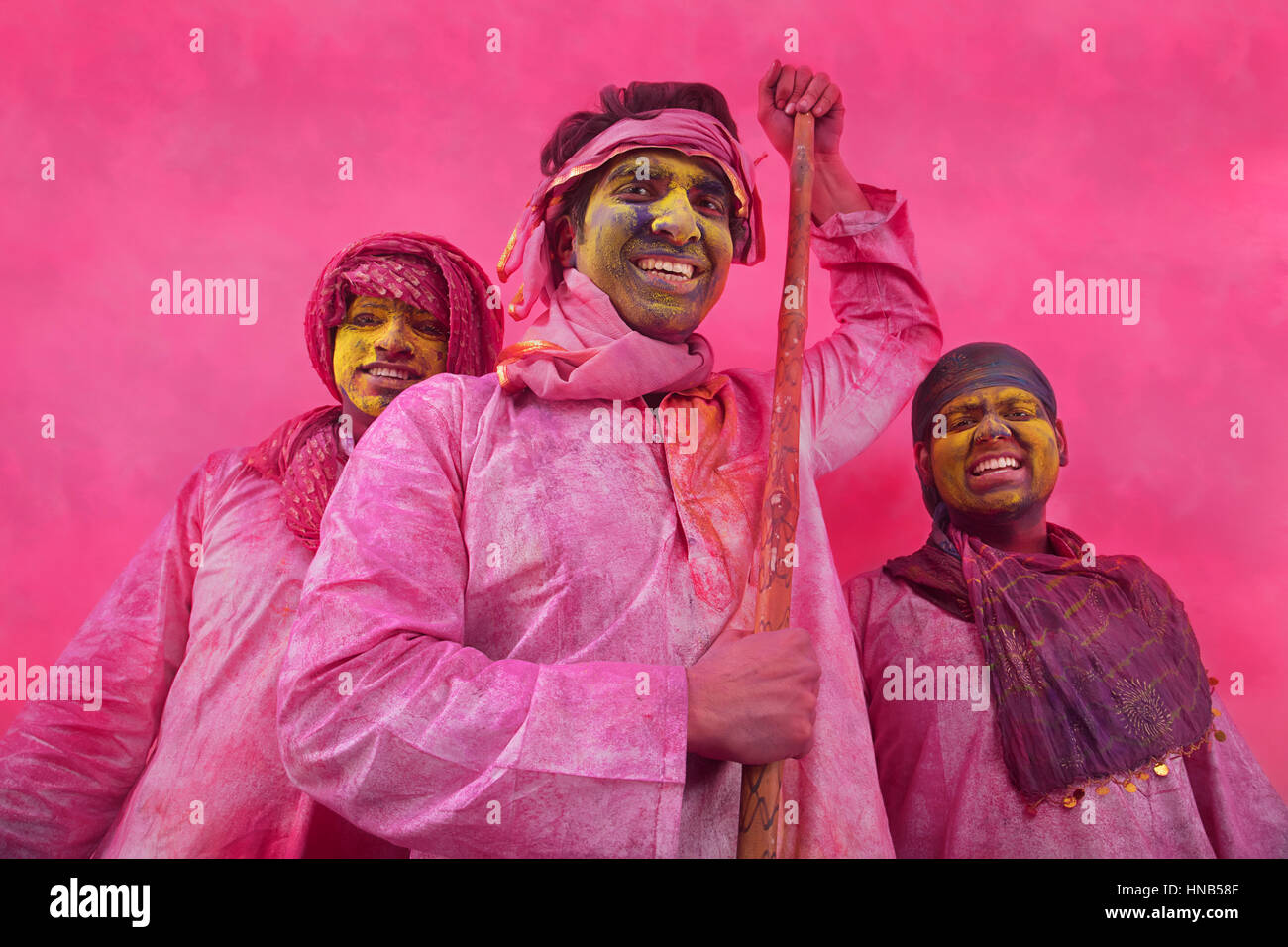 Portrait indian men playing holi hi-res stock photography and images ...