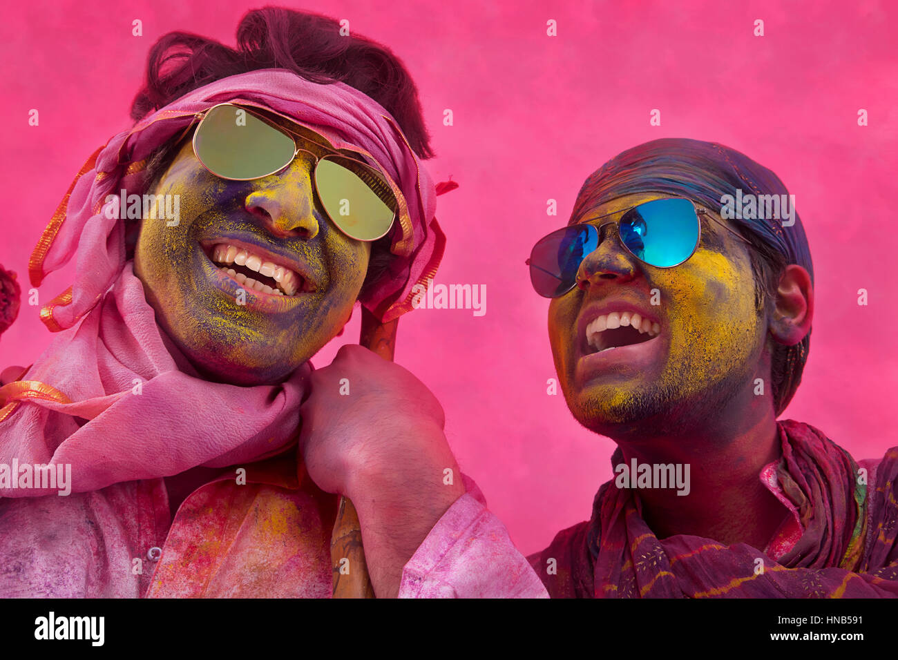 Portrait of Indian men playing holi Stock Photo - Alamy