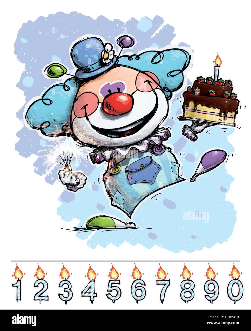 Cartoon/Artistic illustration of a Clown Carrying a Boy's Birthday Cake ...