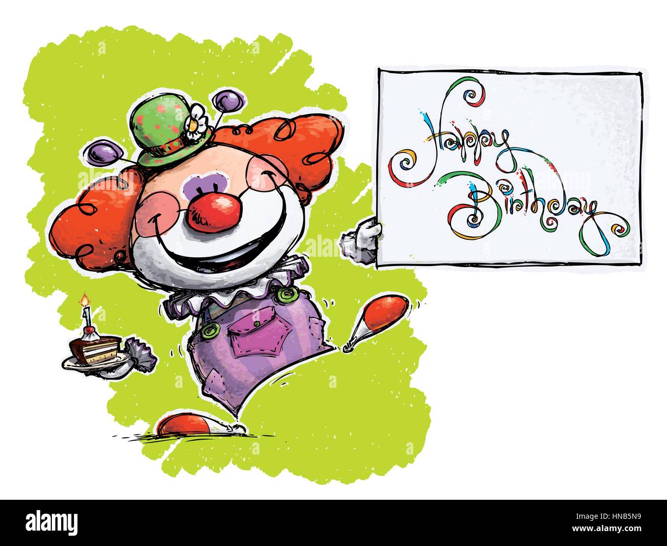Cartoon/Artistic illustration of a Clown Holding a Happy Birthday Card ...