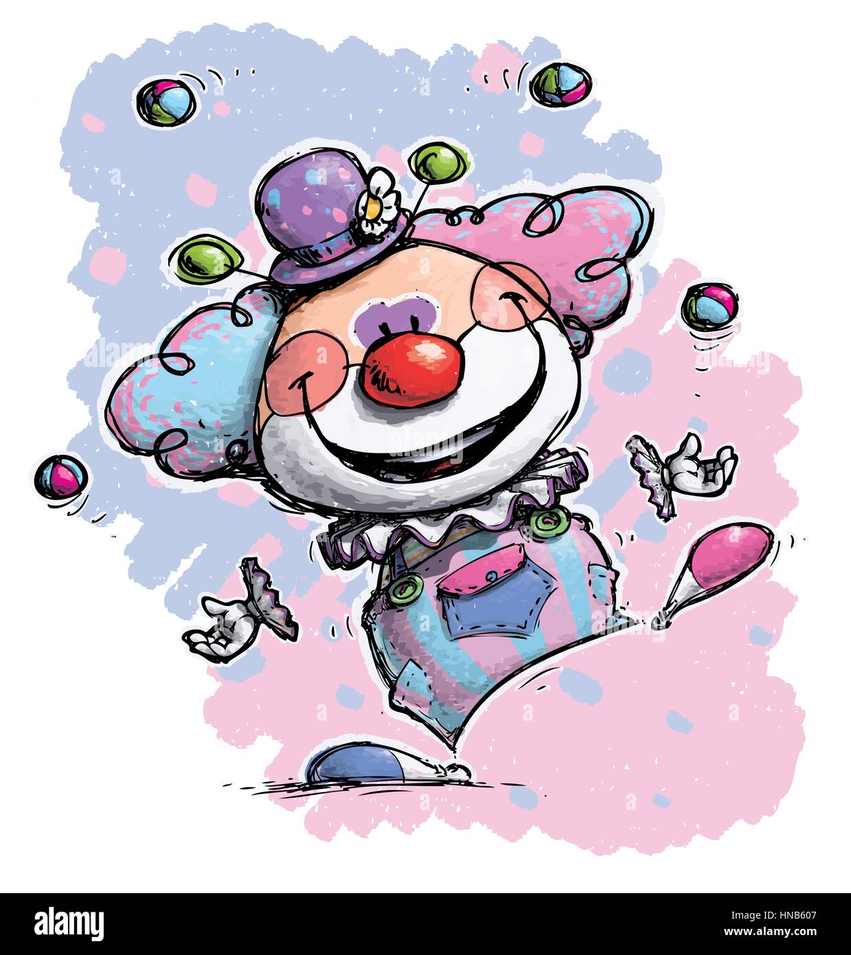 Cartoon/Artistic illustration of a Clown Juggling - Baby Colors Stock ...
