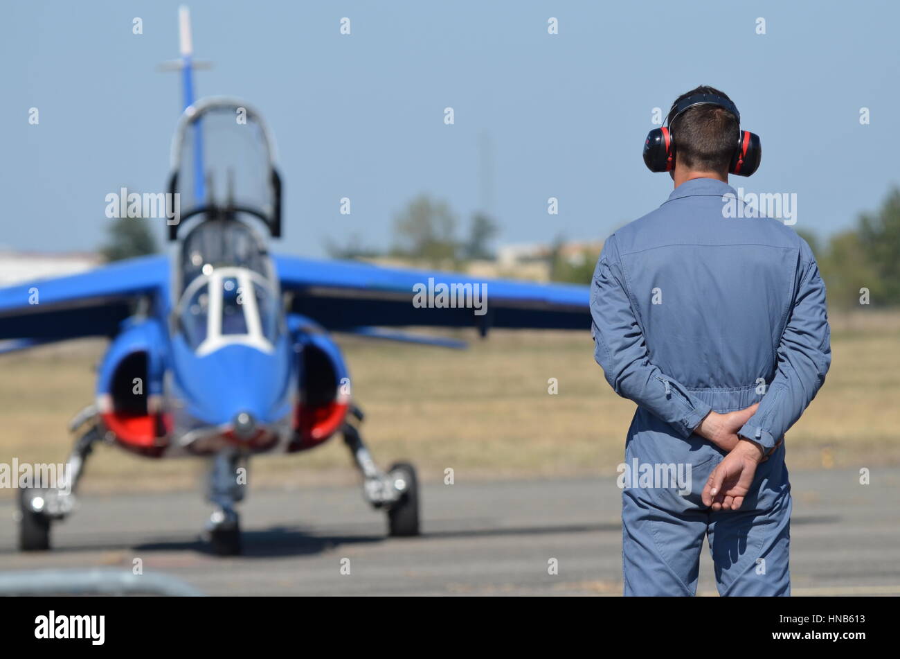 Check before flight of a french national jet patrol Alpha jet in ...