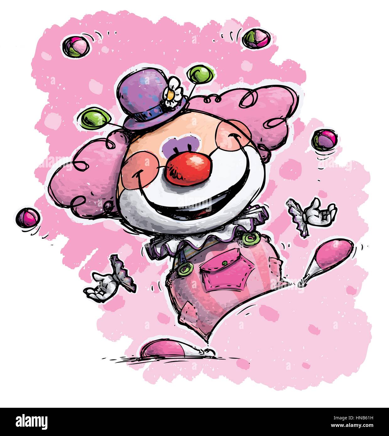 Cartoon/Artistic illustration of a Clown Juggling - Girl Colors Stock ...