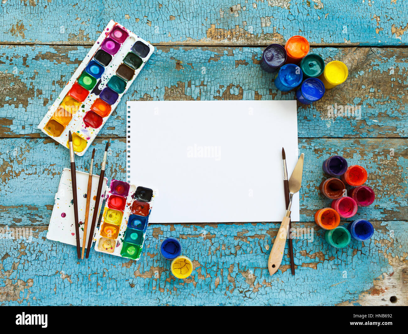 Art of Painting. Painting set: brushes, paints, crayons, watercolor ...