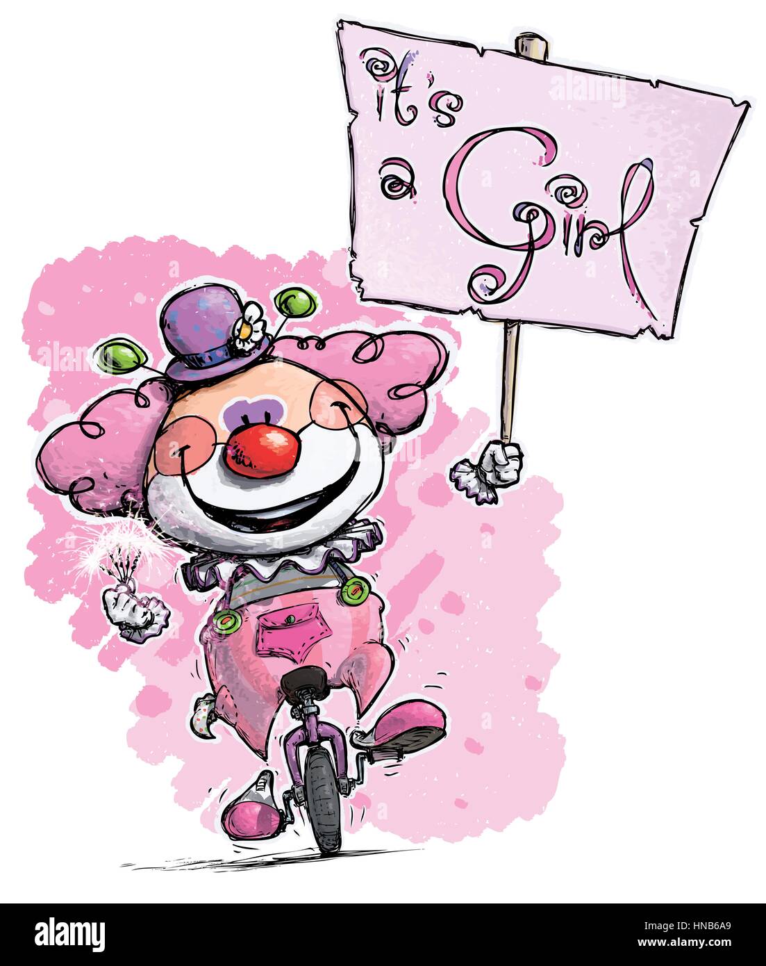 Cartoon-Artistic illustration of a Clown on Unicle Hoding an It's a ...