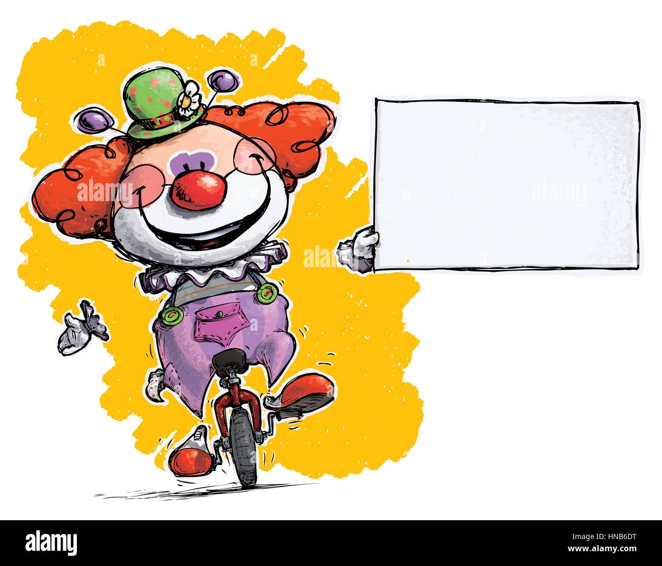 Cartoon/Artistic illustration of a Clown on Unicle Holding an empty ...