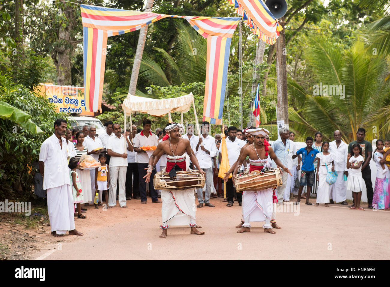 Traditional drummers at Il Full moon Poya festival, Weligama, Sri Lanka ...