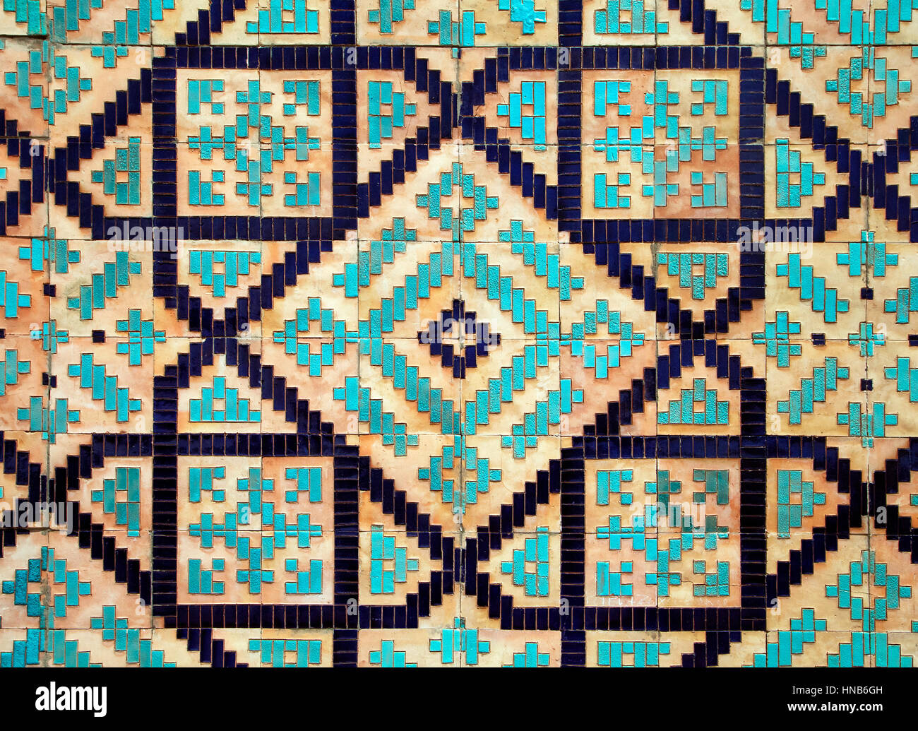 Old Eastern mosaic on the wall of a mosque, Uzbekistan Stock Photo - Alamy