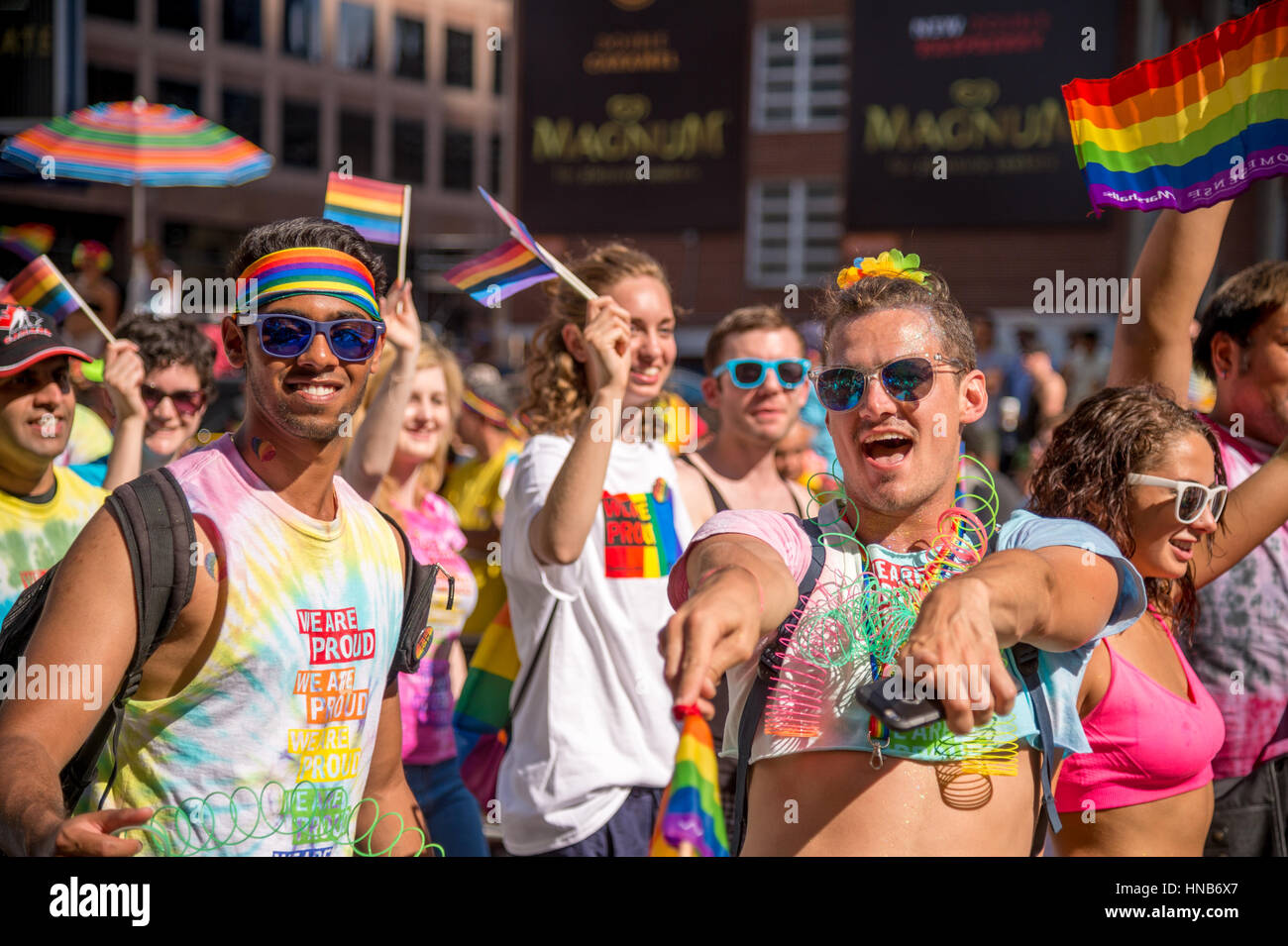 Toronto, CA - 3 July 2016: Happy parade goers participate in 2016 ...