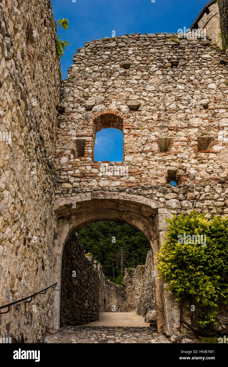 Italy Trentino Alto Adige Sabbionara d’Avio castle the first city walls ...