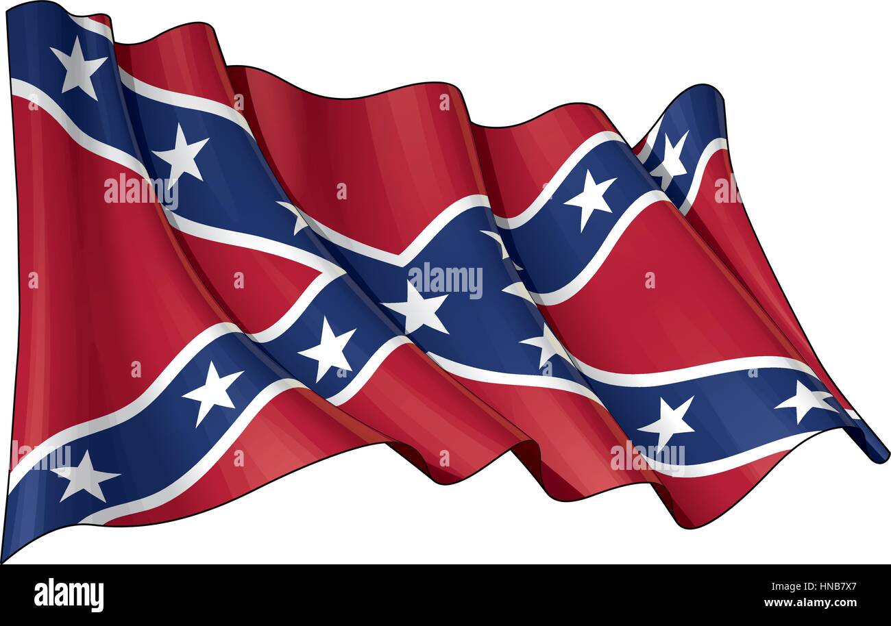 Vector Illustration of a waving Rebel flag. All elements neatly ...