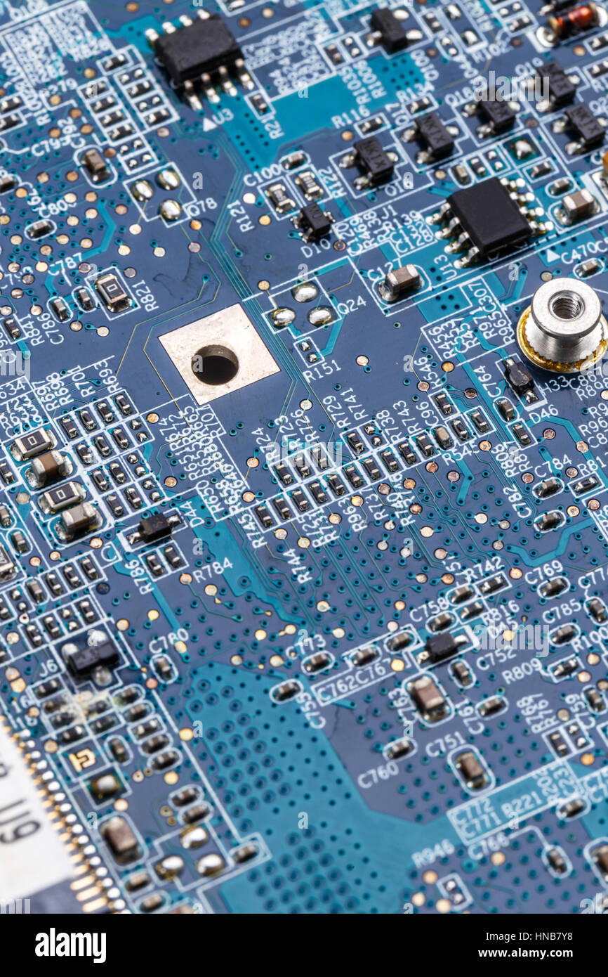 Close up of the blue circuit board, background Stock Photo - Alamy
