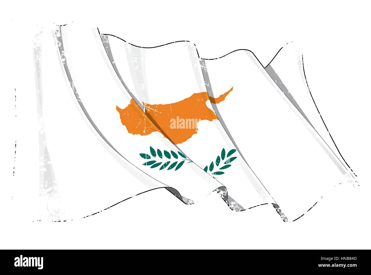 Clean cut illustration of a waving Cypriot flag. All elements neatly ...